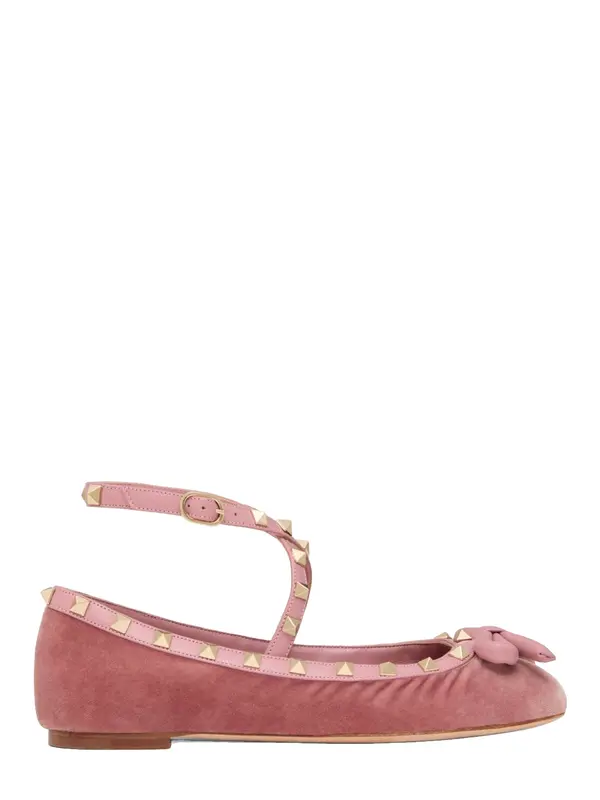 Valentino Garavani Rockstud Velvet Ballet Flats - Pink