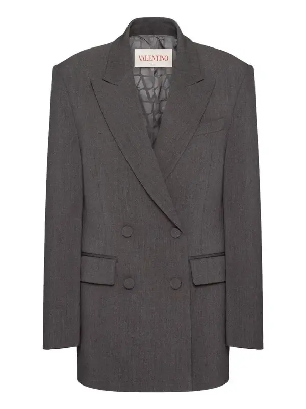 Valentino Garavani Flap-pocket Double-breasted Coat - Grey