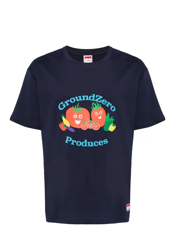 GROUND ZERO Graphic-print Cotton T-shirt - Blue