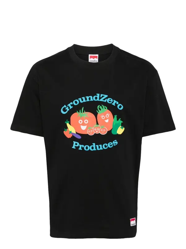 GROUND ZERO Graphic-print Cotton T-shirt - Black