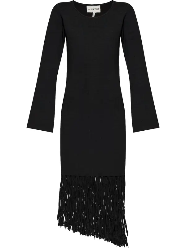 Munthe Fringe-detail Midi Dress - Black