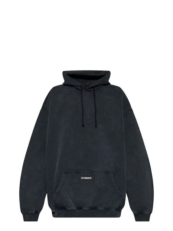Vetements Logo-print Cotton Hoodie - Black