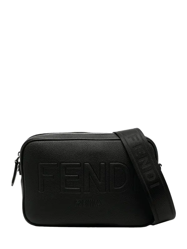 Fendi Embossed Leather Body Bag - Black