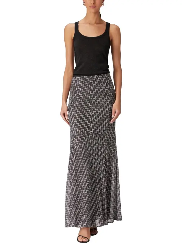 Missoni Zigzag Lamé Flared Maxi Skirt - Black