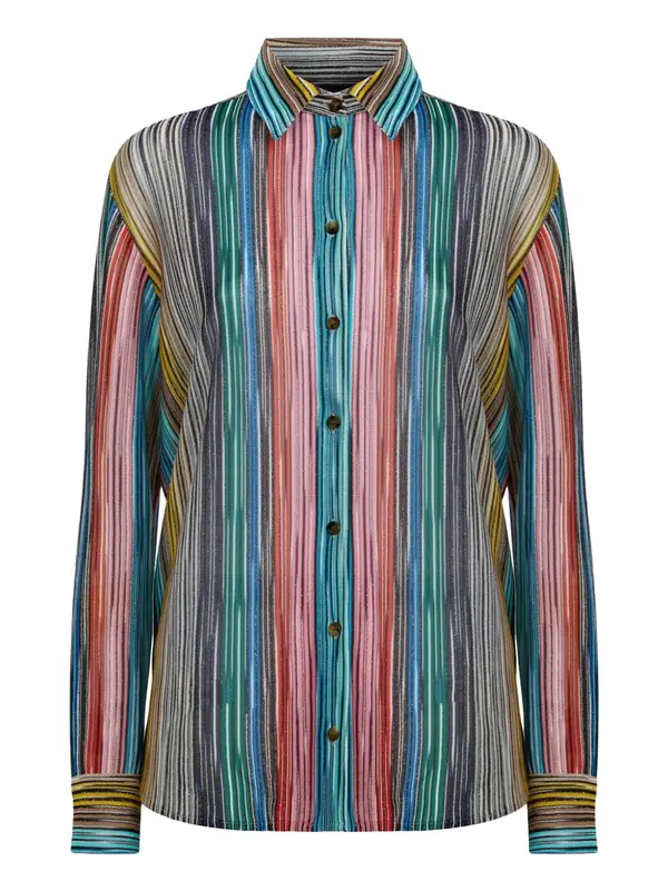Missoni Striped Ribbed Knit Shirt - Blue