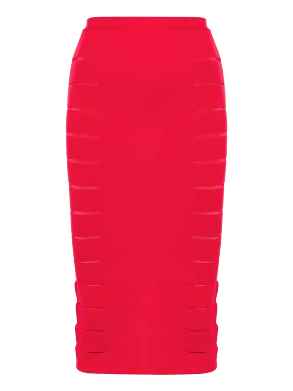 GENNY Cut-out Midi Skirt - Red
