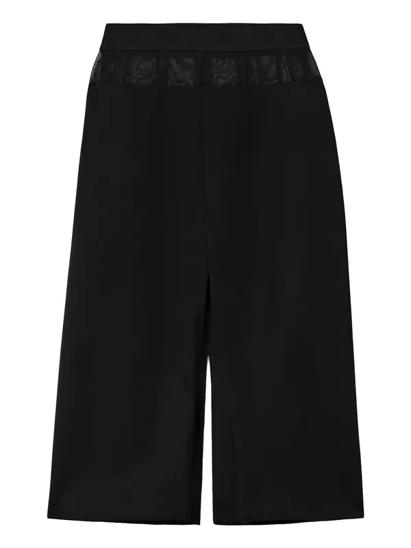 Stella McCartney Tulle-trimmed Wool-twill Midi Skirt - Black