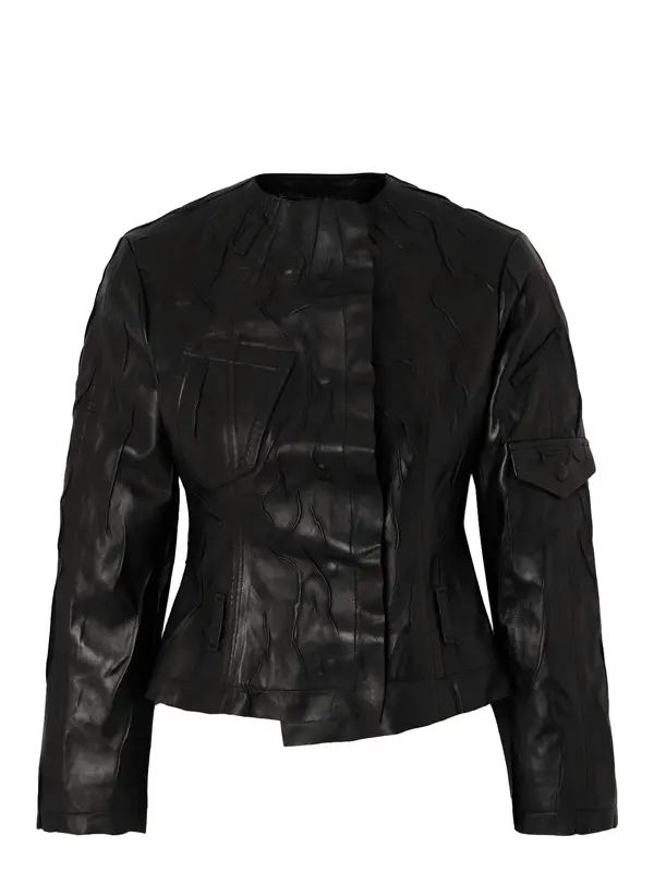 Acne Studios Distressed Leather Jacket - Black