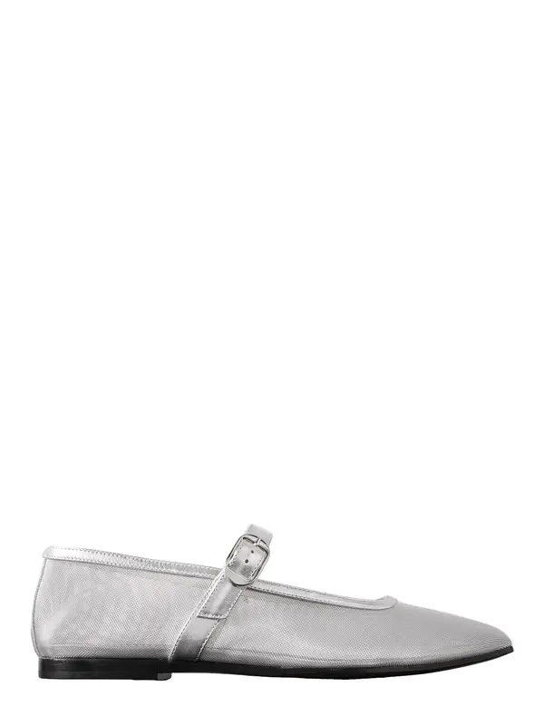 Le Monde Beryl Metallic Leather-trimmed Mesh Mary Jane Ballet Flats - Silver