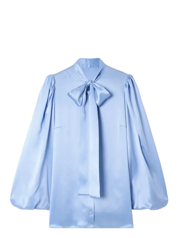 Dolce & Gabbana Pussy-bow Silk-satin Shirt - Blue