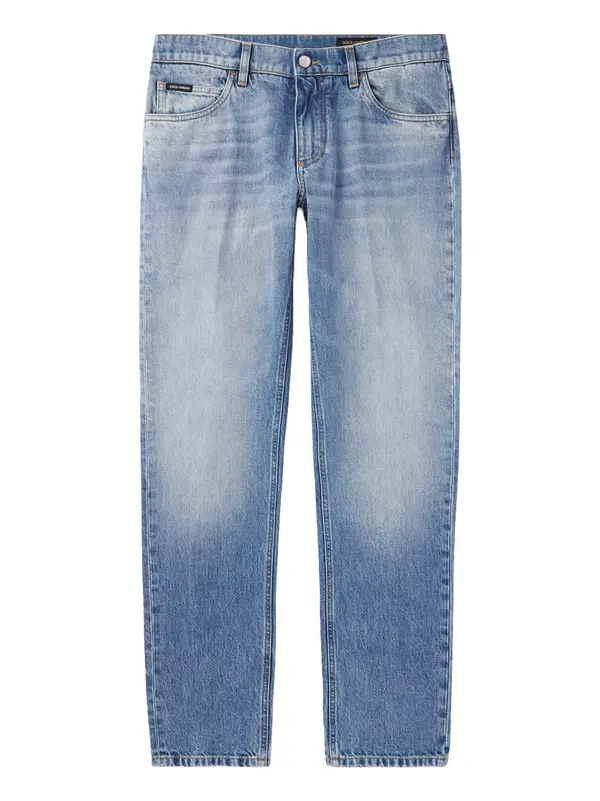 Dolce & Gabbana Slim-fit Jeans With Logo Appliqu - Blue