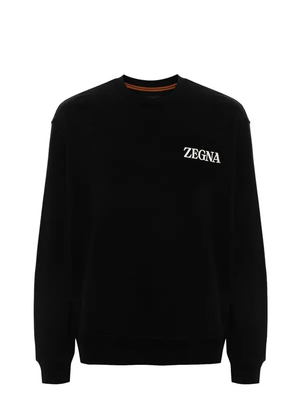 Zegna Logo-appliqué Sweatshirt - Black