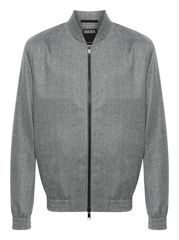 Zegna Wool Twill Bomber Jacket - Grey