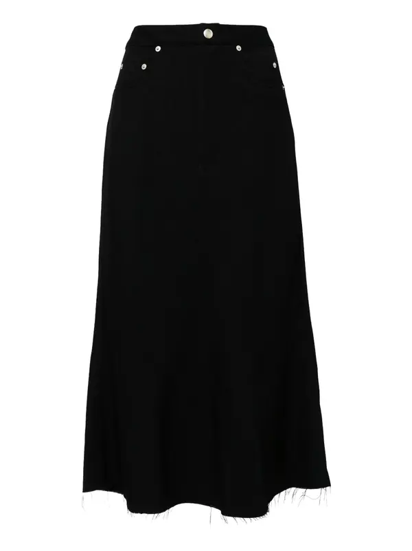 Rick Owens Frayed-edge Full-length Skirt - Black