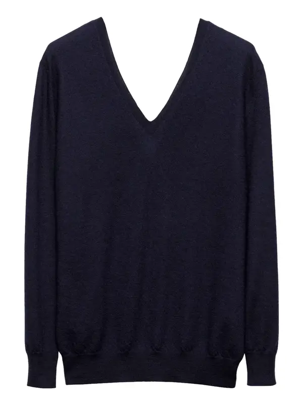 Prada V-neck Cashmere Jumper - Blue