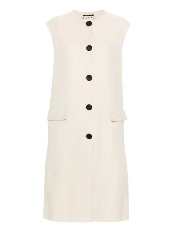 Marni Logo-embroidered Sleeveless Coat - Neutrals