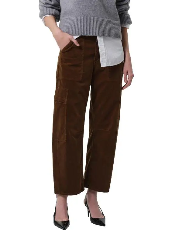 Citizens Of Humanity Marcelle Low Rise Barrel Corduroy Cargo Pants - Manuka (bronze)