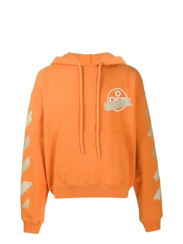 Off-White Tape Diag Arrows Hoodie - Orange/beige