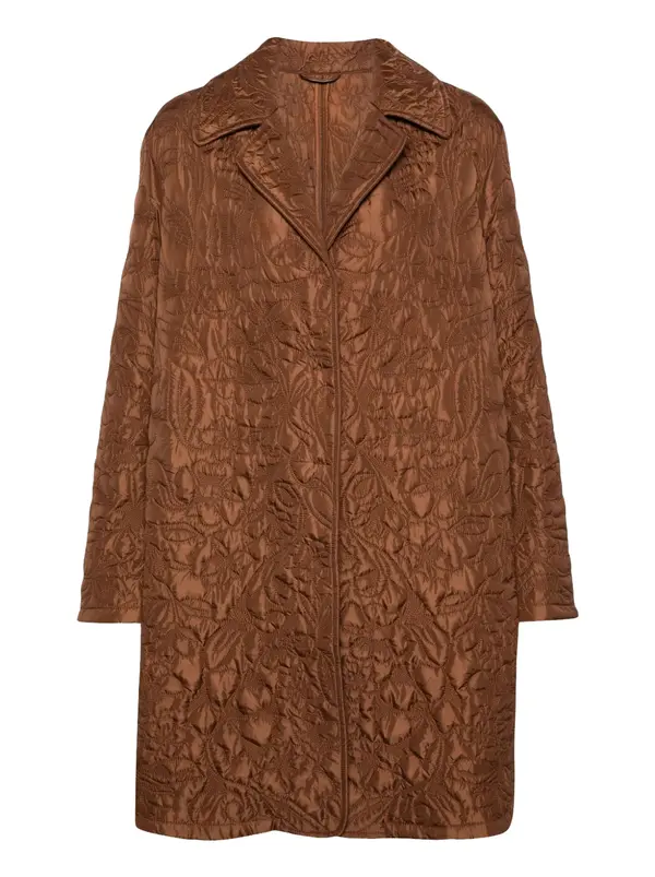 Ermanno Scervino Floral-pattern Quilted Coat - Brown
