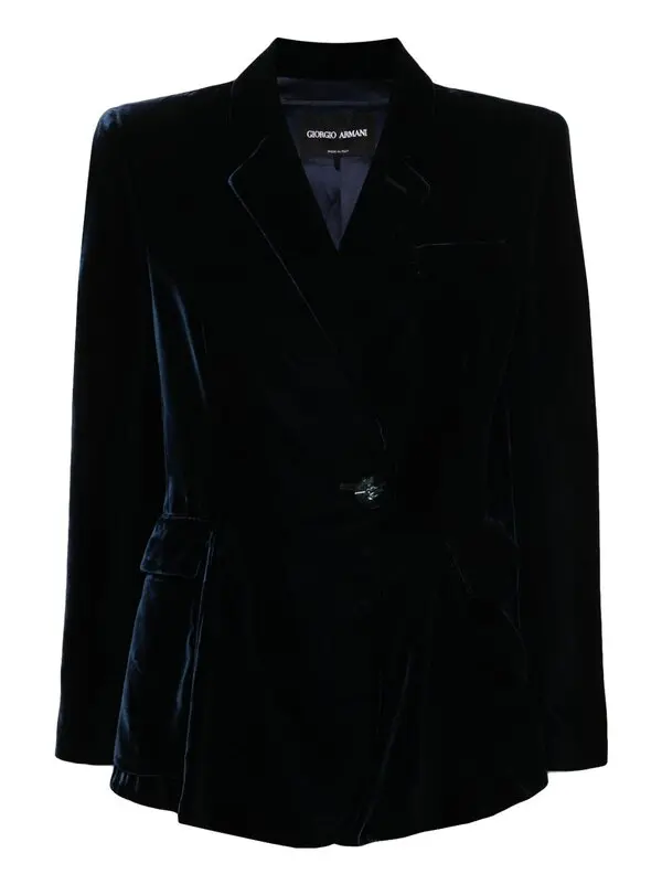Giorgio Armani Single-breasted Velvet Blazer - Blue