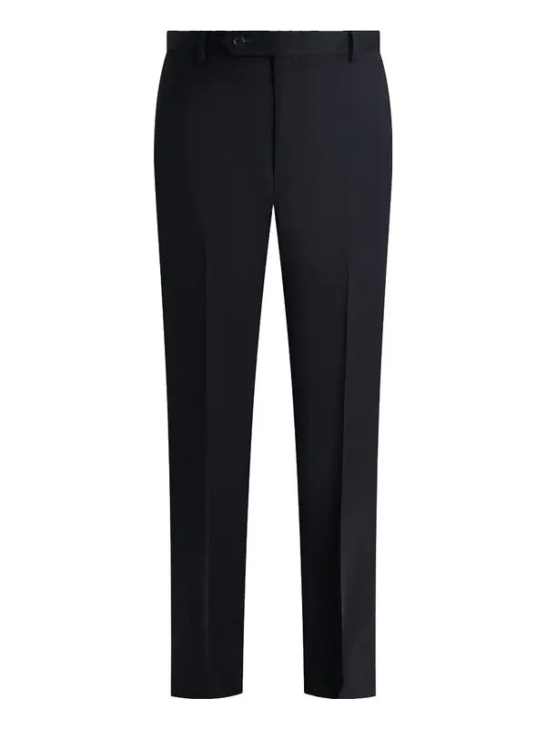 Samuelsohn Flat Front Straight Leg Wool Dress Pants - Navy