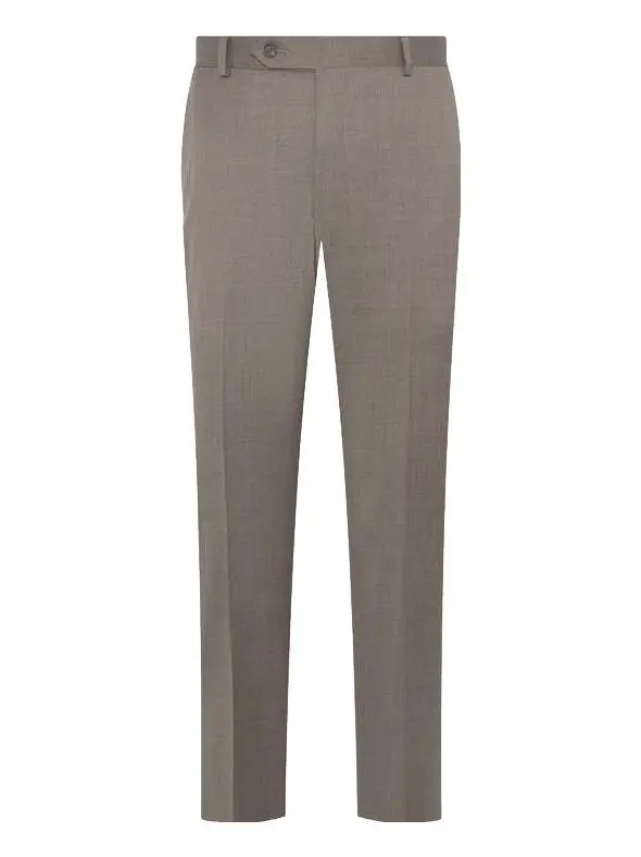 Samuelsohn Flat Front Straight Leg Wool Dress Pants - Grey