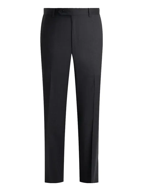 Samuelsohn Flat Front Straight Leg Wool Dress Pants - Charcoal