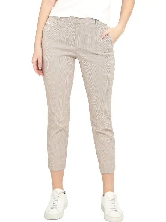 Theory Treeca Seersucker Ankle Trousers - Beige/white