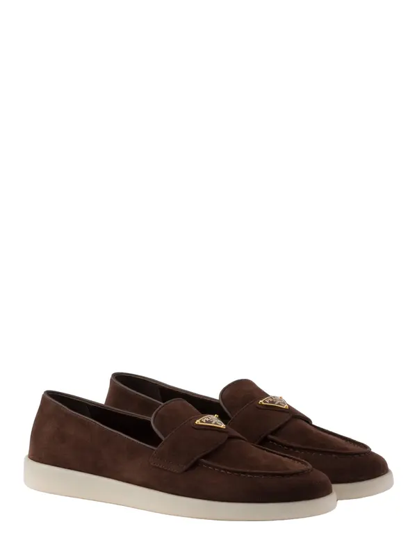 Prada Suede Leather Loafers - Dark Brown