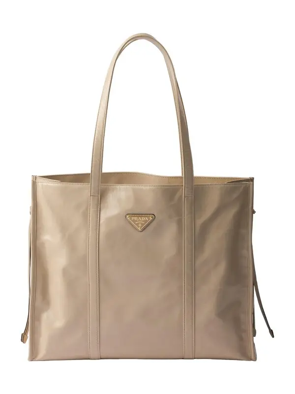 Prada Leather Tote Bag - Travertine
