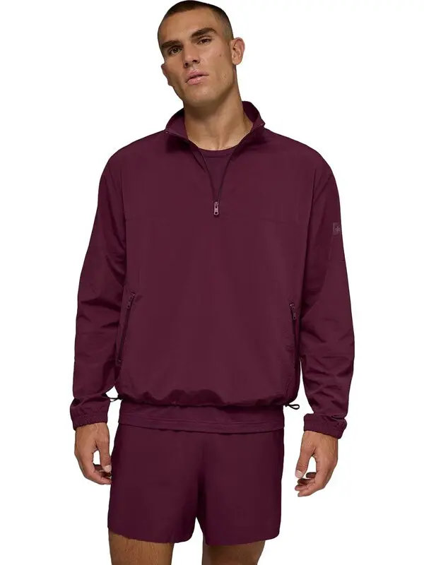 Alo Yoga Light Weight Takeaway Track Pullover Top - Burgundy