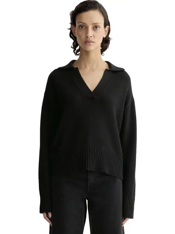 Everlane Boxy Polo Sweater - Black