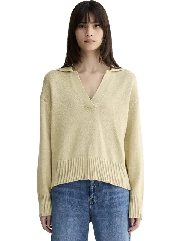 Everlane Boxy Polo Sweater In Everyday Cotton - Mojave Desert / Natural