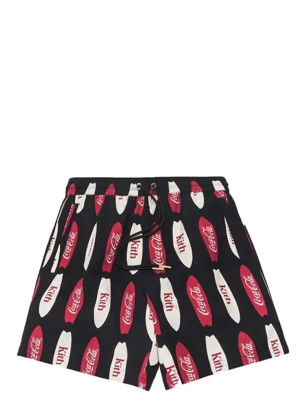Kith X Cocacola Surf Board Print Hardaway Shorts - Black