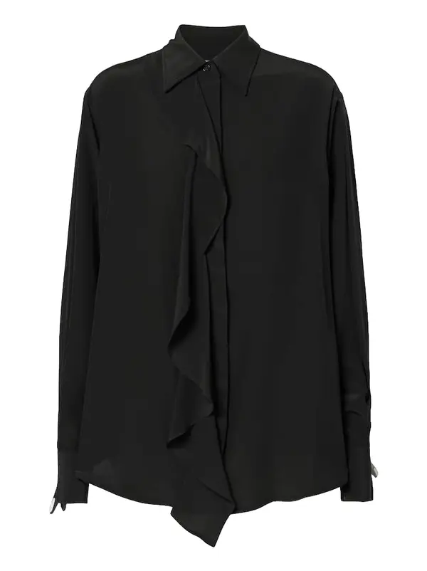 Victoria Beckham Ruffled Silk Blouse - Black