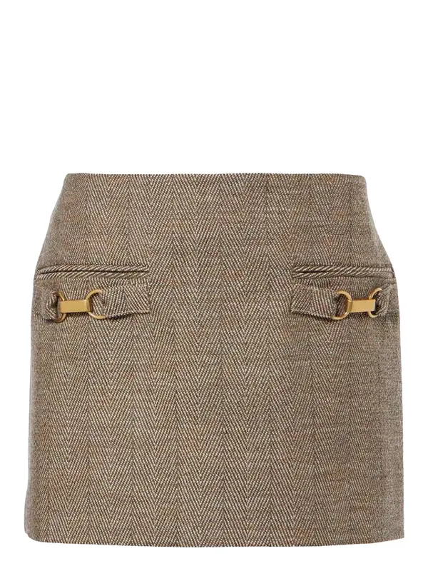 Stella McCartney Herringbone Wool-blend Miniskirt - Brown