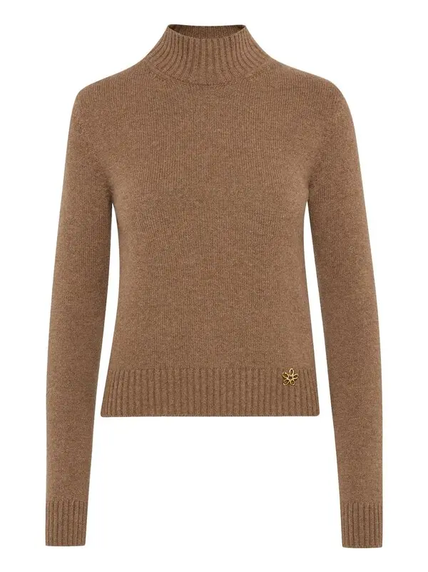Oscar De La Renta O Flower Cashmere Pullover - Brown