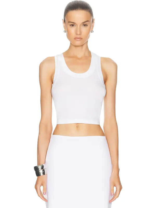 Norma Kamali Cropped Racer Tank Top - Snow White