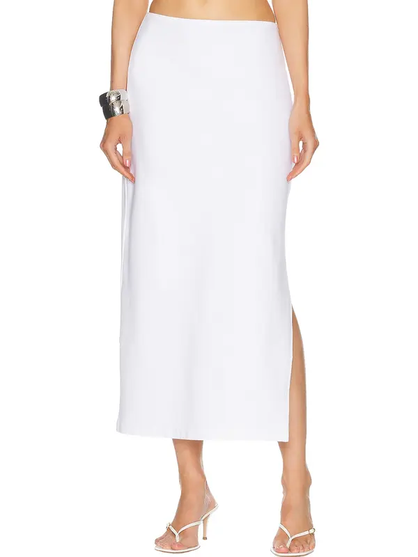 Norma Kamali Side Slit Midcalf Skirt - Snow White