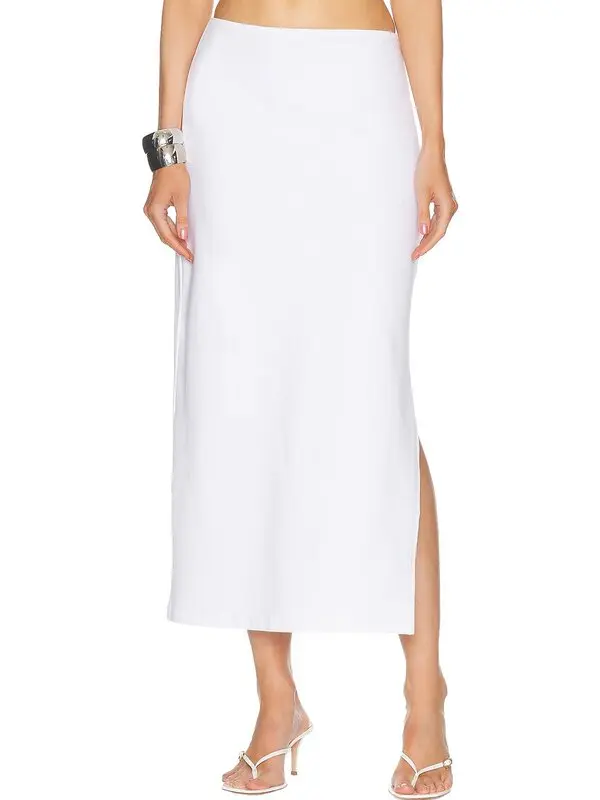 Norma Kamali Side Slit Midcalf Skirt - Snow White