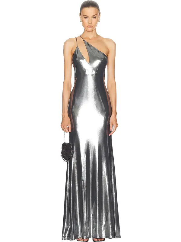 THE SEI Double Strap Gown - Silver Foil