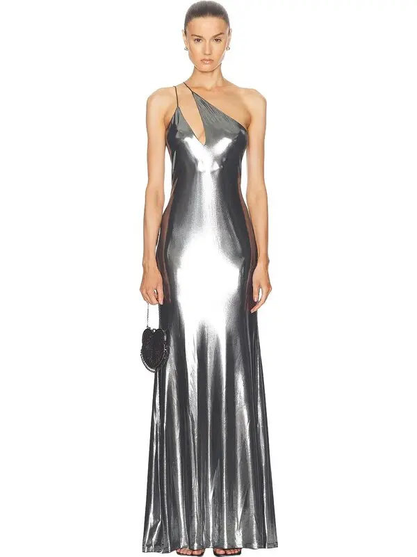 THE SEI Double Strap Gown - Silver Foil