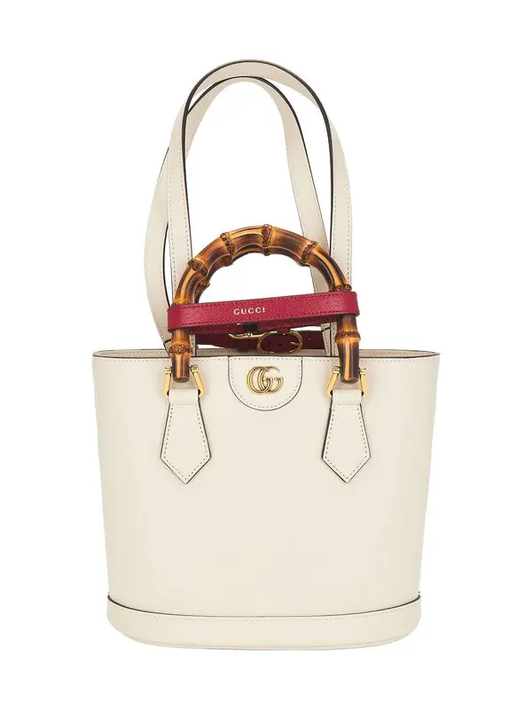 Gucci Diana Leather Tote Bag - White