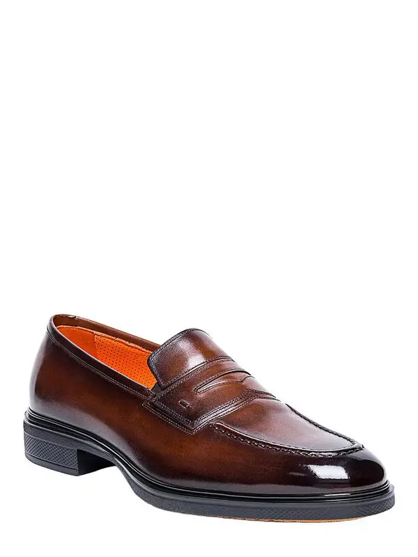 Santoni Penny Loafers - Dark Brown