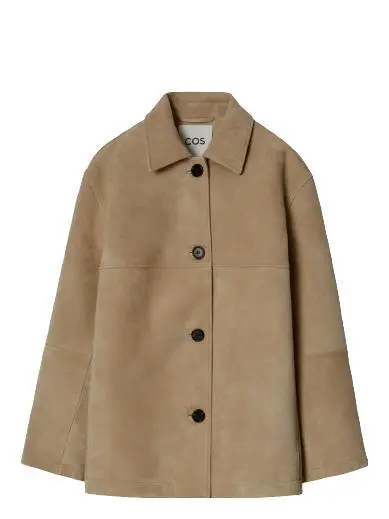 Cos Collared Suede Jacket - Beige