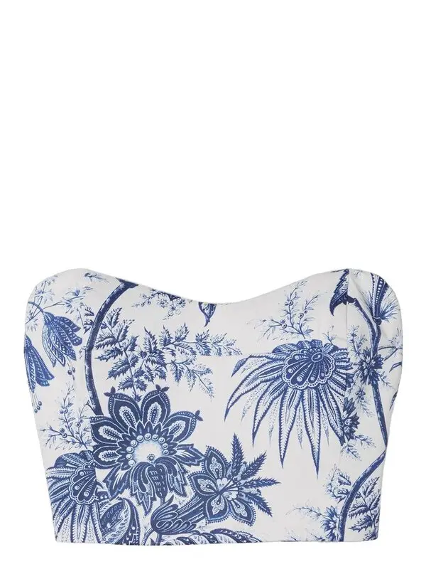 Cara Cara Elsa Cropped Floral-print Top - Navy
