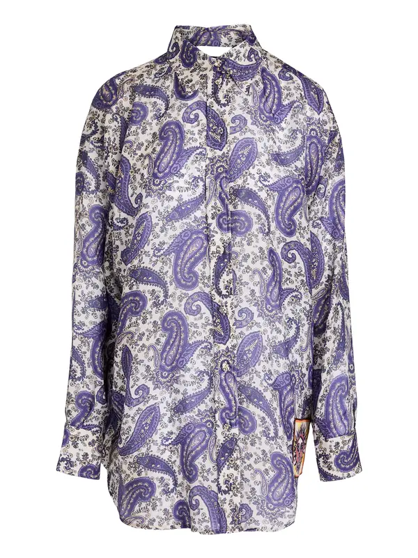 Zimmermann Appliquéd Paisley-print Silk Shirt - Indigo