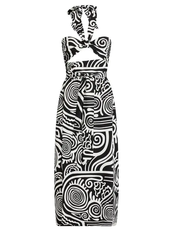 Mara Hoffman Paula Two-tone Printed Midi Wrap Dress - Black