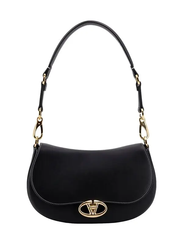 Valentino Garavani Leather Shoulder Bag With Vlogo Signature Detail - Black