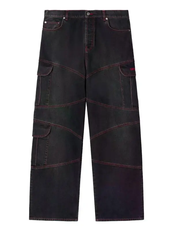 Off-White Script Samurai Straight Leg Jeans - Black